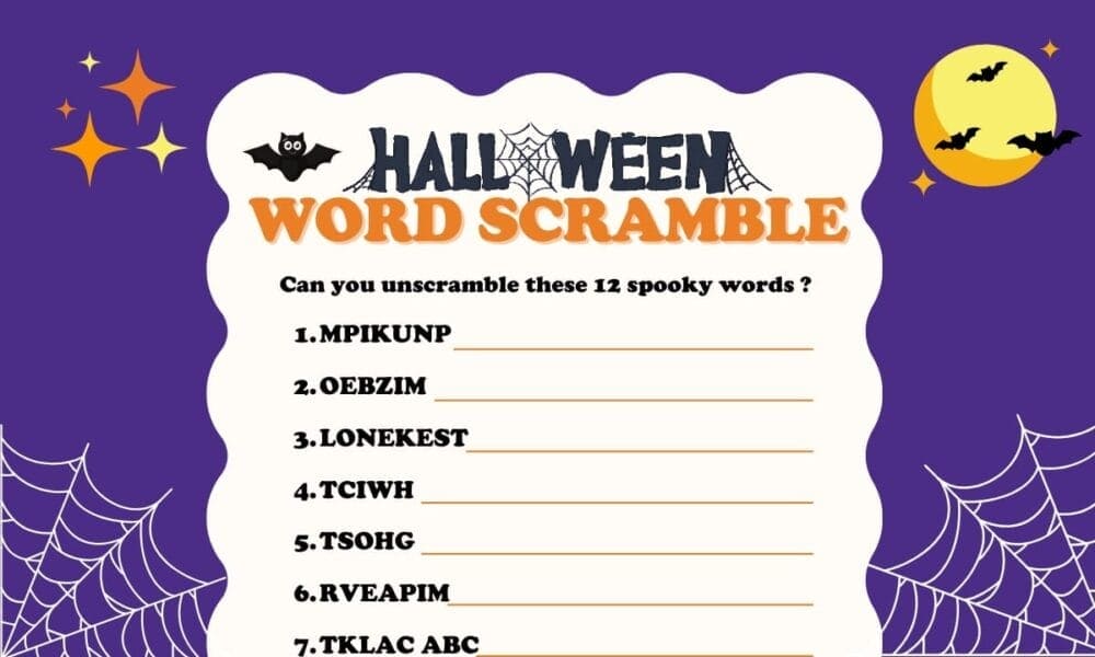 Free Printable Halloween Word Scramble 👻 • Enchanted Little World