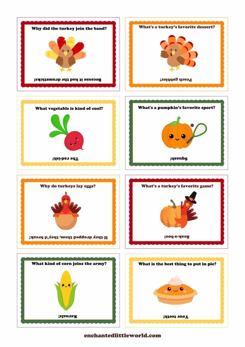Free Printable Thanksgiving Lunchbox Jokes • Enchanted Little World