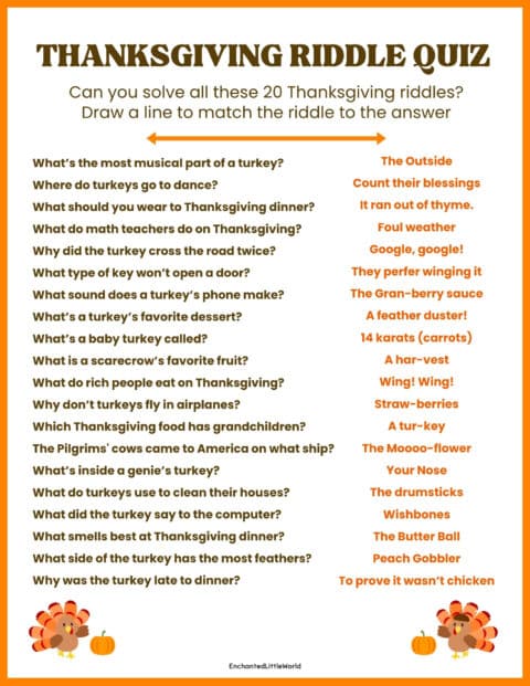 Free Thanksgiving Riddle Game • Enchanted Little World