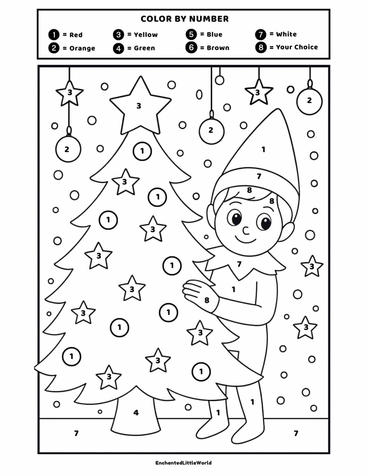 Free Elf On The Shelf Color By Number 1 • Enchanted Little World