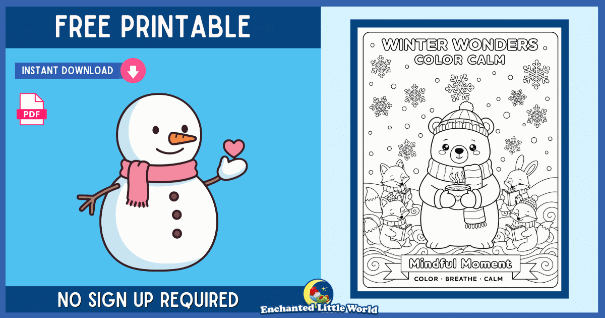 Free Printable Winter Mindfulness Coloring Page 2 • Enchanted Little World