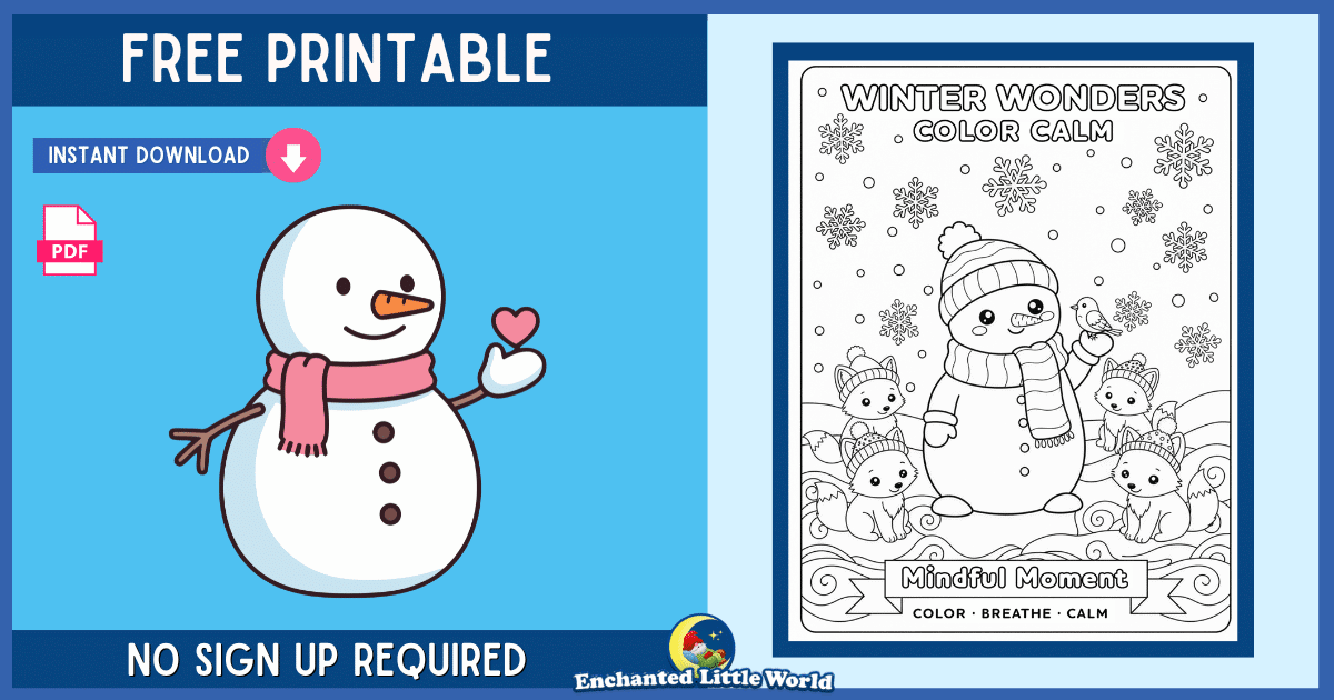 Free Printable Winter Mindfulness Coloring Page 3 • Enchanted Little World
