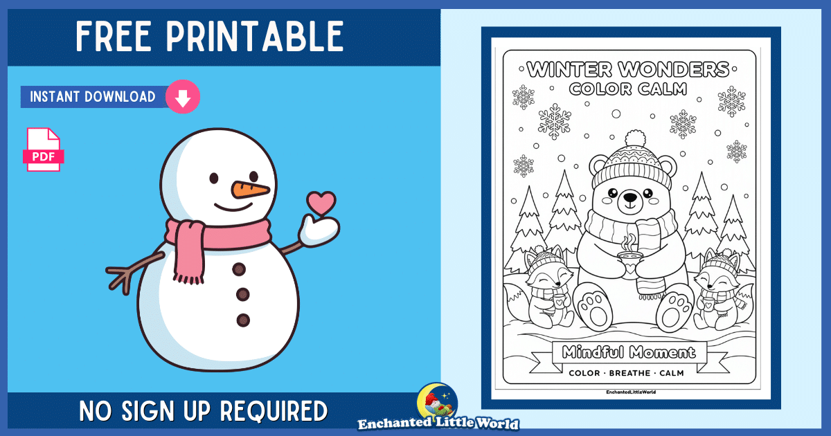 Free Printable Winter Mindfulness Coloring Page 4 • Enchanted Little World