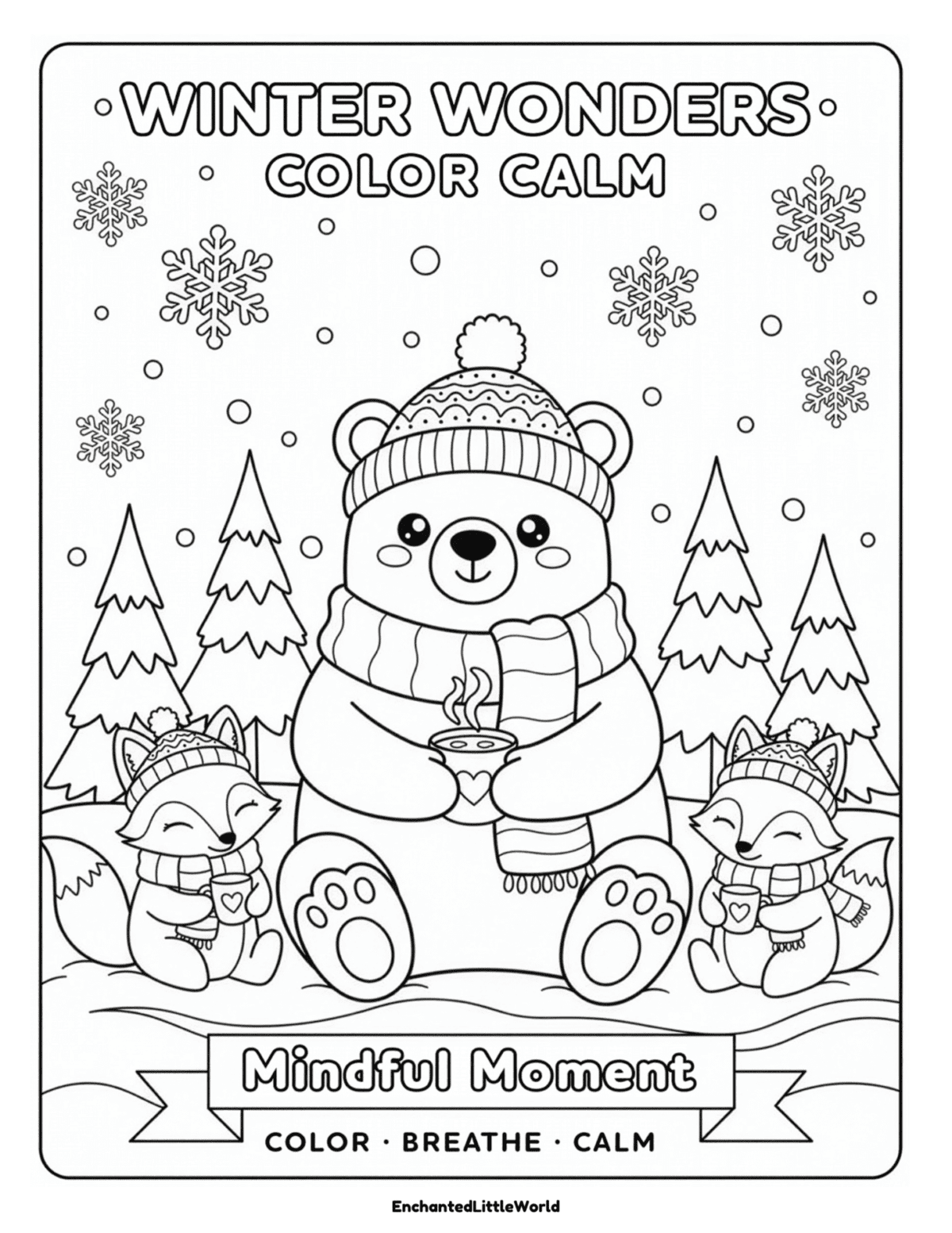 Free Printable Winter Mindfulness Coloring Page 4 • Enchanted Little World