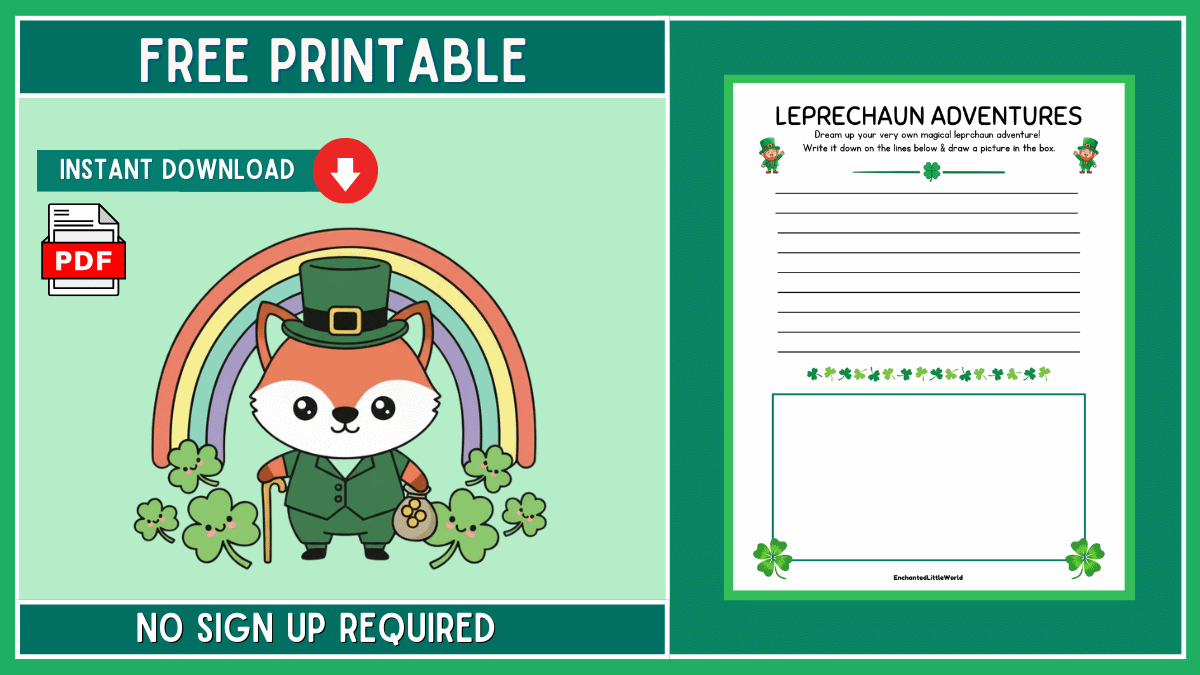 Free Printable Leprechaun Writing Prompt For Kids • Enchanted Little World