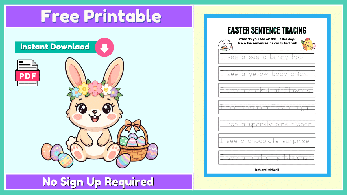 Free Easter Sentence Tracing Worksheet • Enchanted Little World